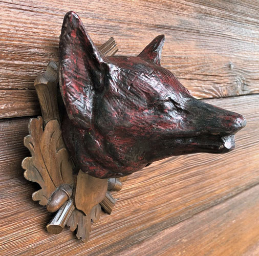 Blue Line Antiques - Port Leyden, New York - Black Forest Fox Head Carving